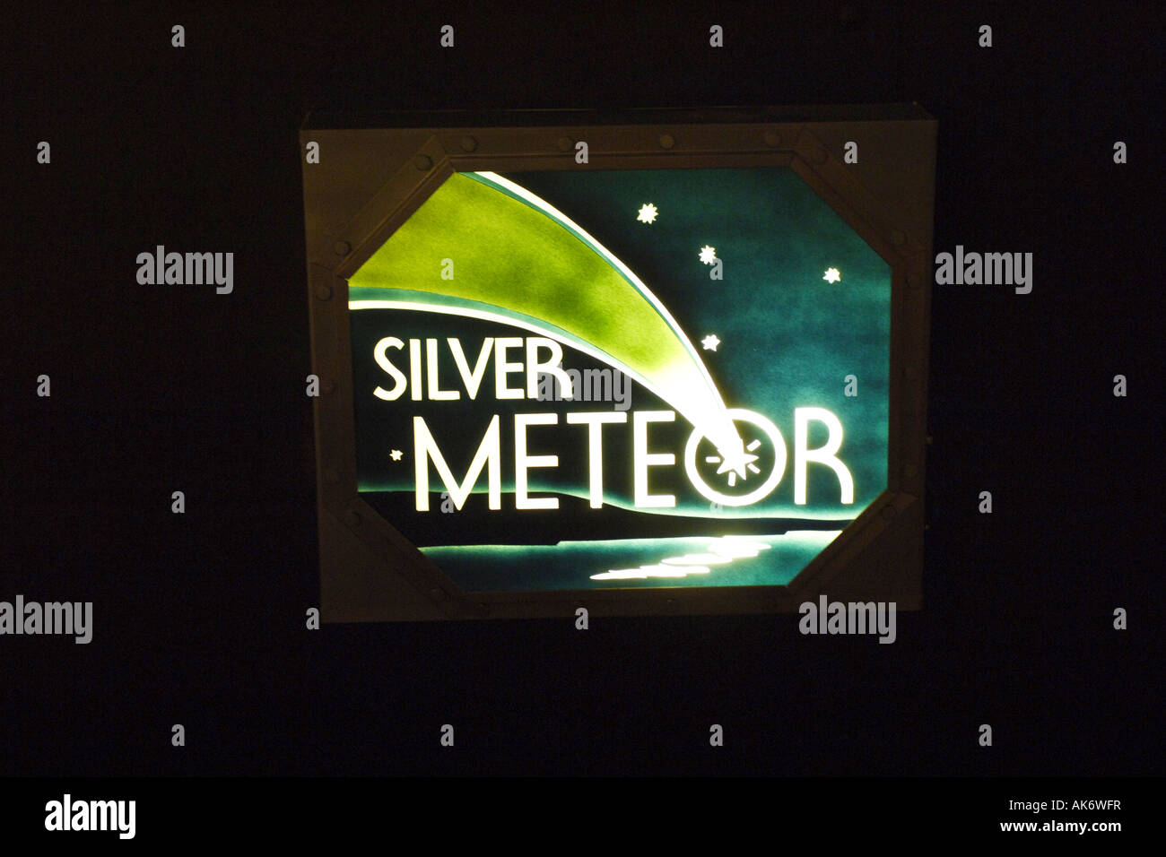 The Silver Meteor locomotive sign on display at the National Railroad ...