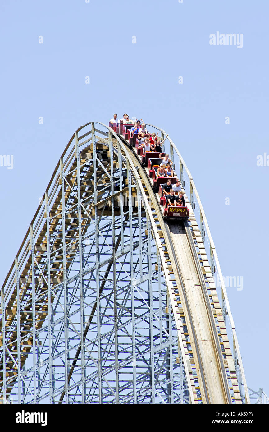 People having fun on a Rollercoaster at one of the Theme Parks in the ...