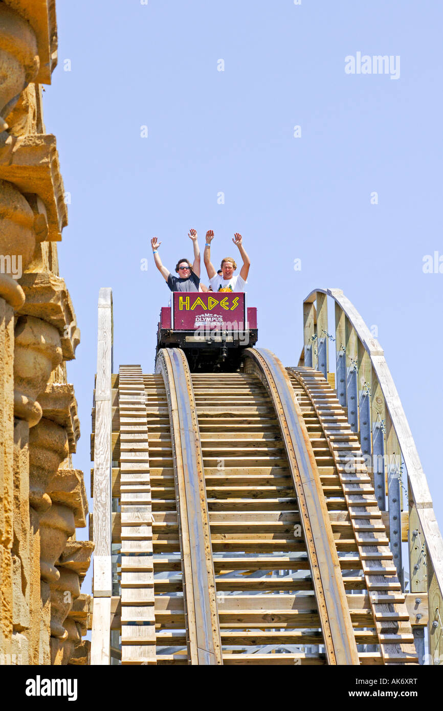 People having fun on a Rollercoaster at one of the Theme Parks in the ...