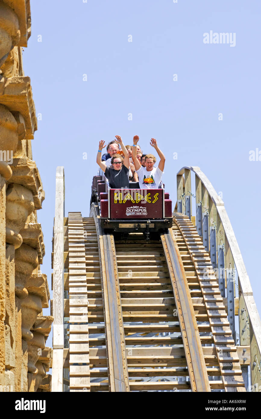People having fun on a Rollercoaster at one of the Theme Parks in the ...