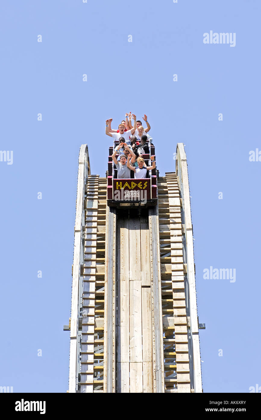 People having fun on a Rollercoaster at one of the Theme Parks in the ...