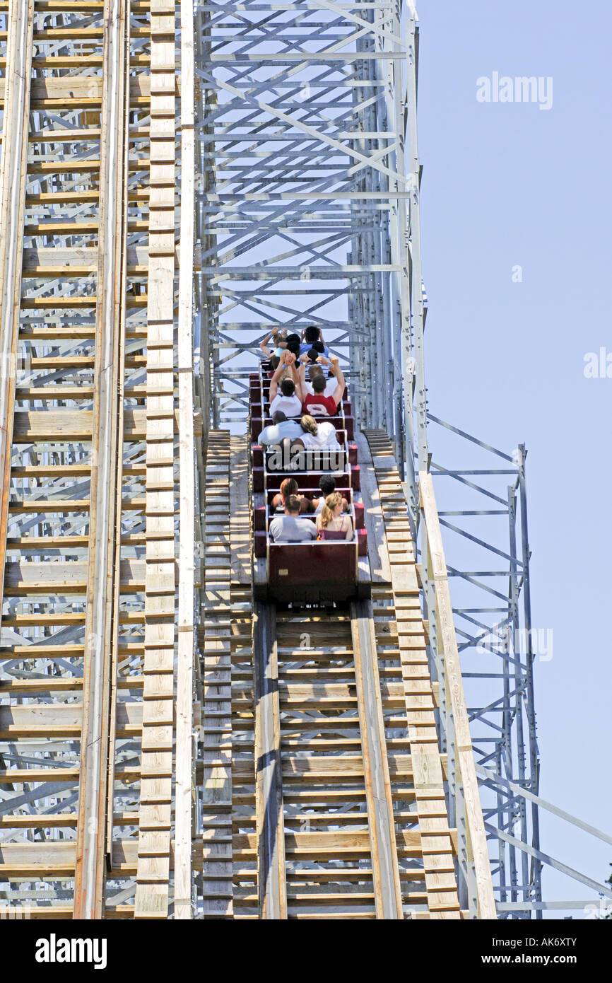 People having fun on a Rollercoaster at one of the Theme Parks in the ...