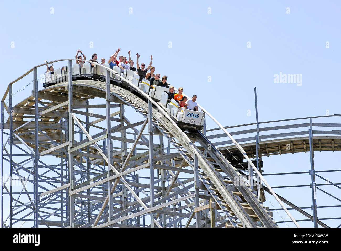 People having fun on a Rollercoaster at one of the Theme Parks in the ...