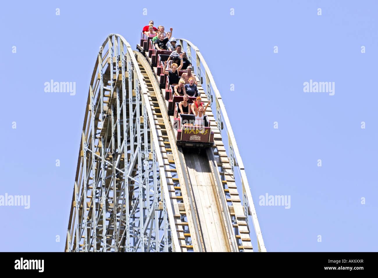 People having fun on a Rollercoaster at one of the Theme Parks in the ...