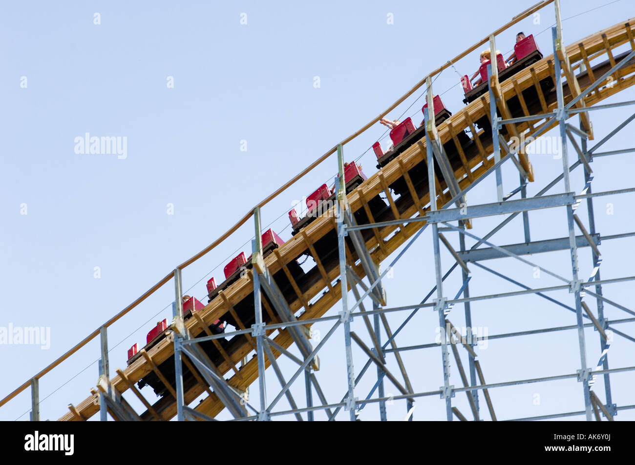 People having fun on a Rollercoaster at one of the Theme Parks in the ...