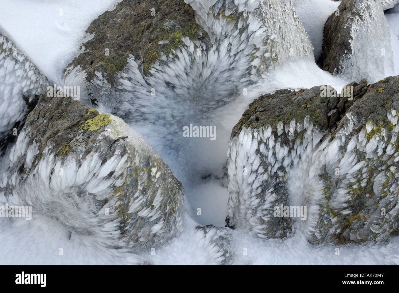 Icy rocks summit of Carnedd Dafydd Snowdonia Wales Stock Photo - Alamy