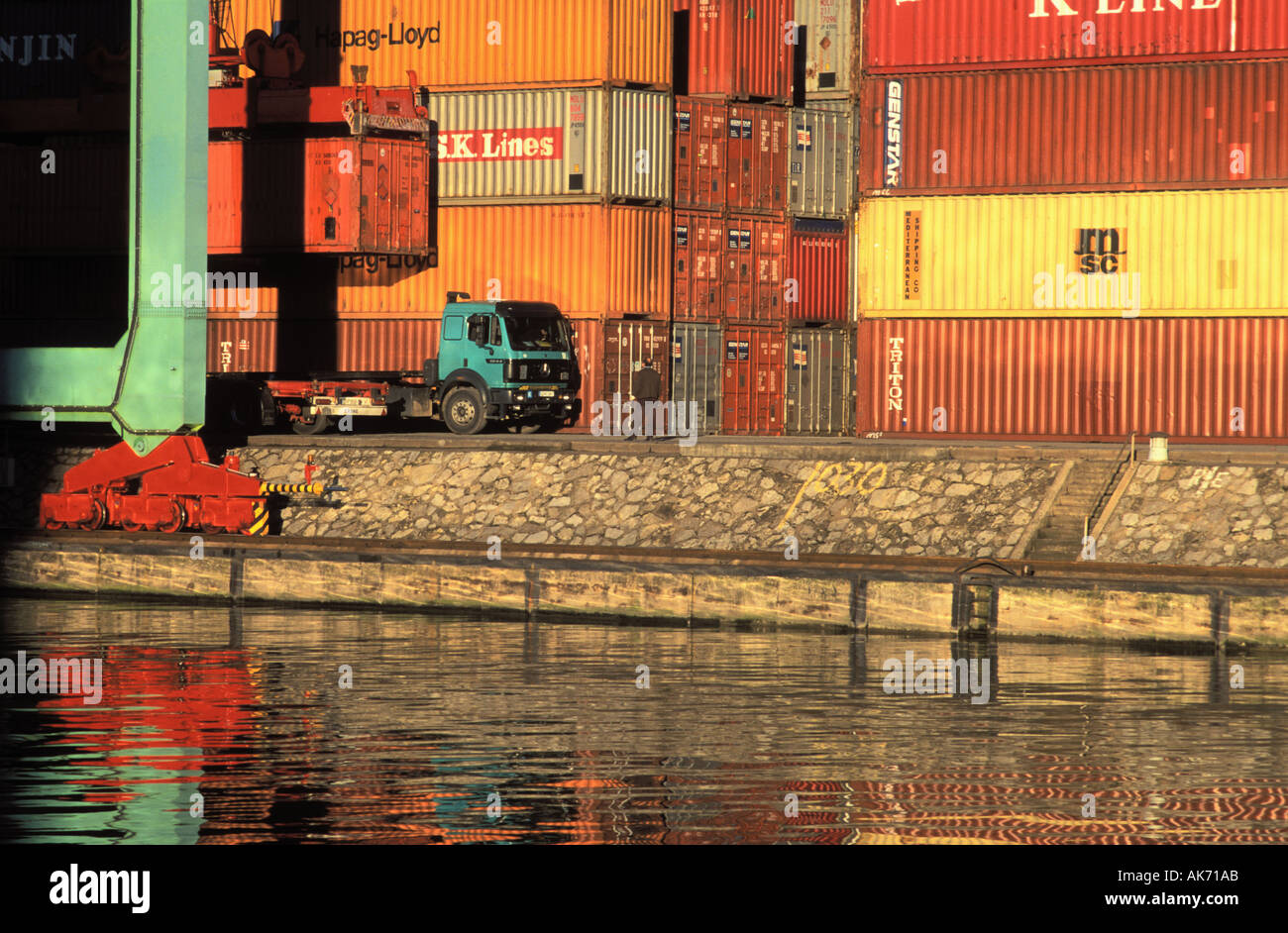 Shipping of containers at the harbour of Stuttgart Baden Wuerttemberg ...