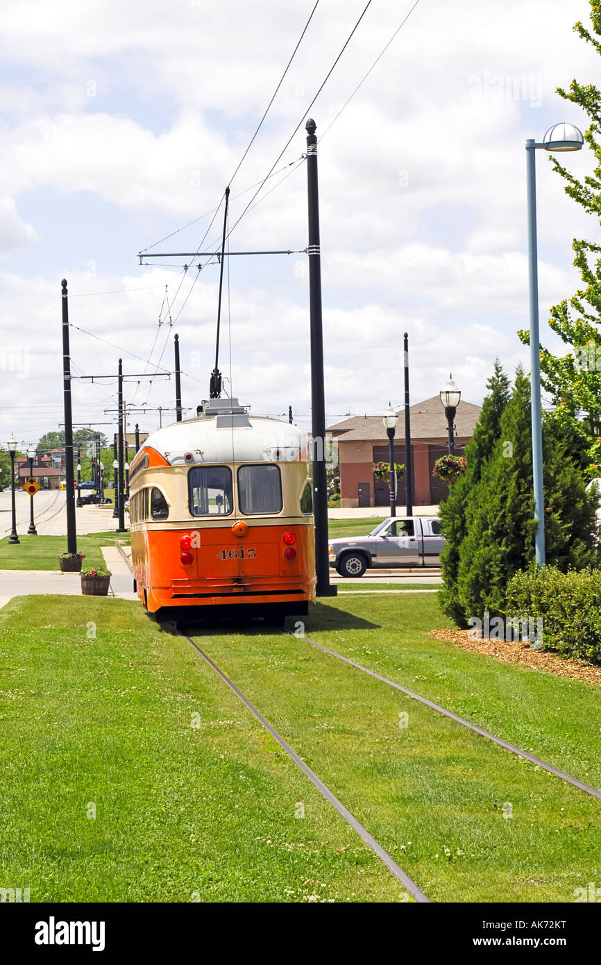 Environmentally friendly Electric powered trolley cars in downtown ...