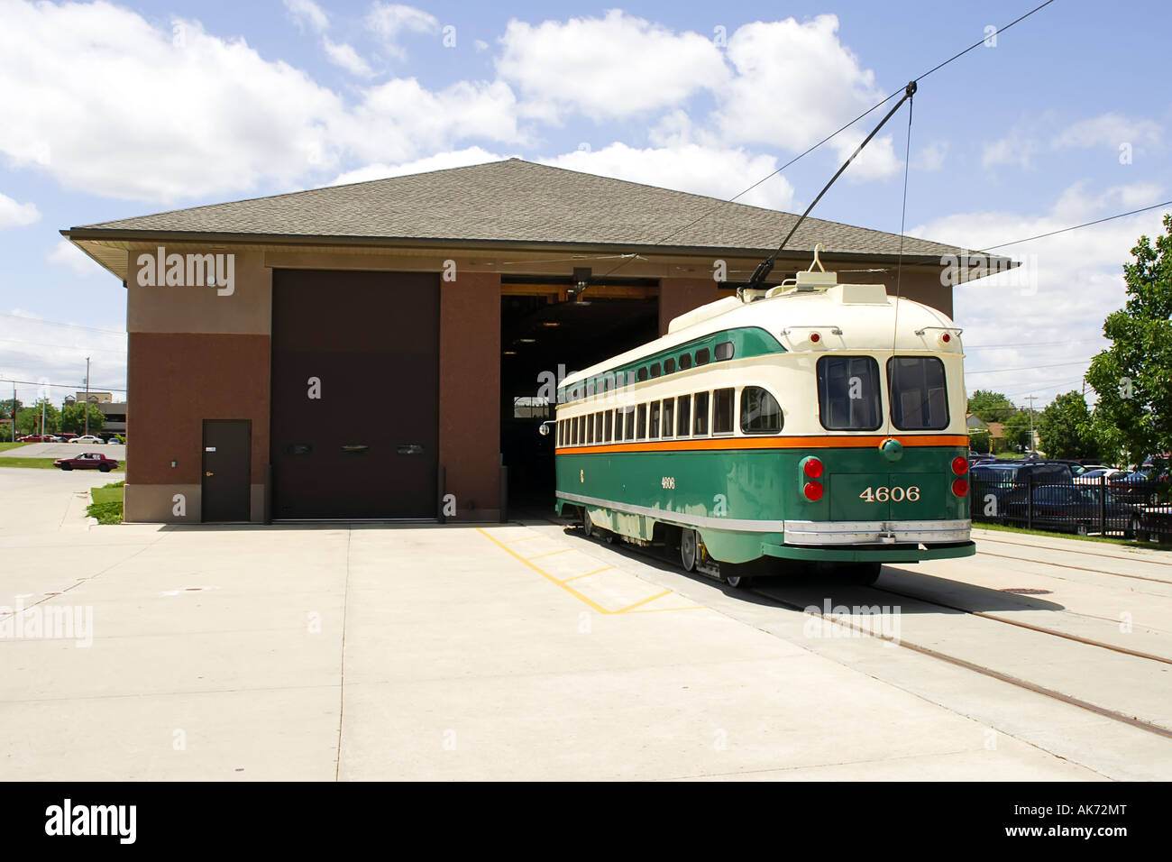 Environmentally friendly Electric powered trolley cars in downtown ...