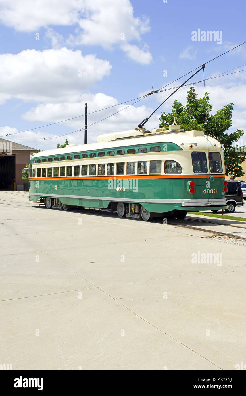 Environmentally friendly Electric powered trolley cars in downtown ...