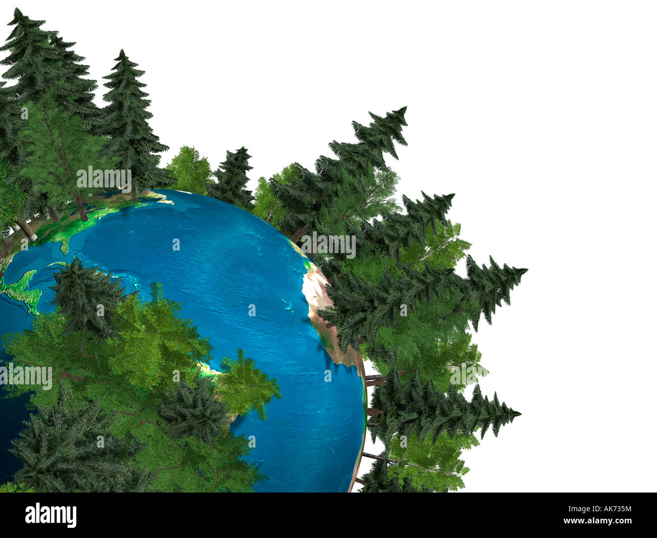 Earth globe covered with green trees Green environment Ecology Rain ...
