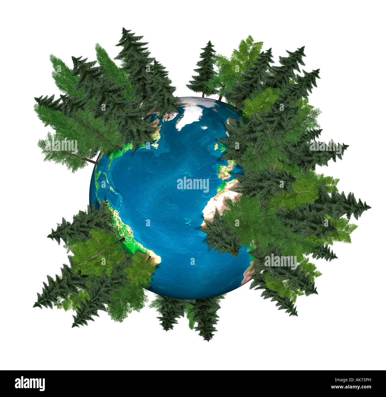 Earth globe covered with green trees Green environment Ecology Rain ...