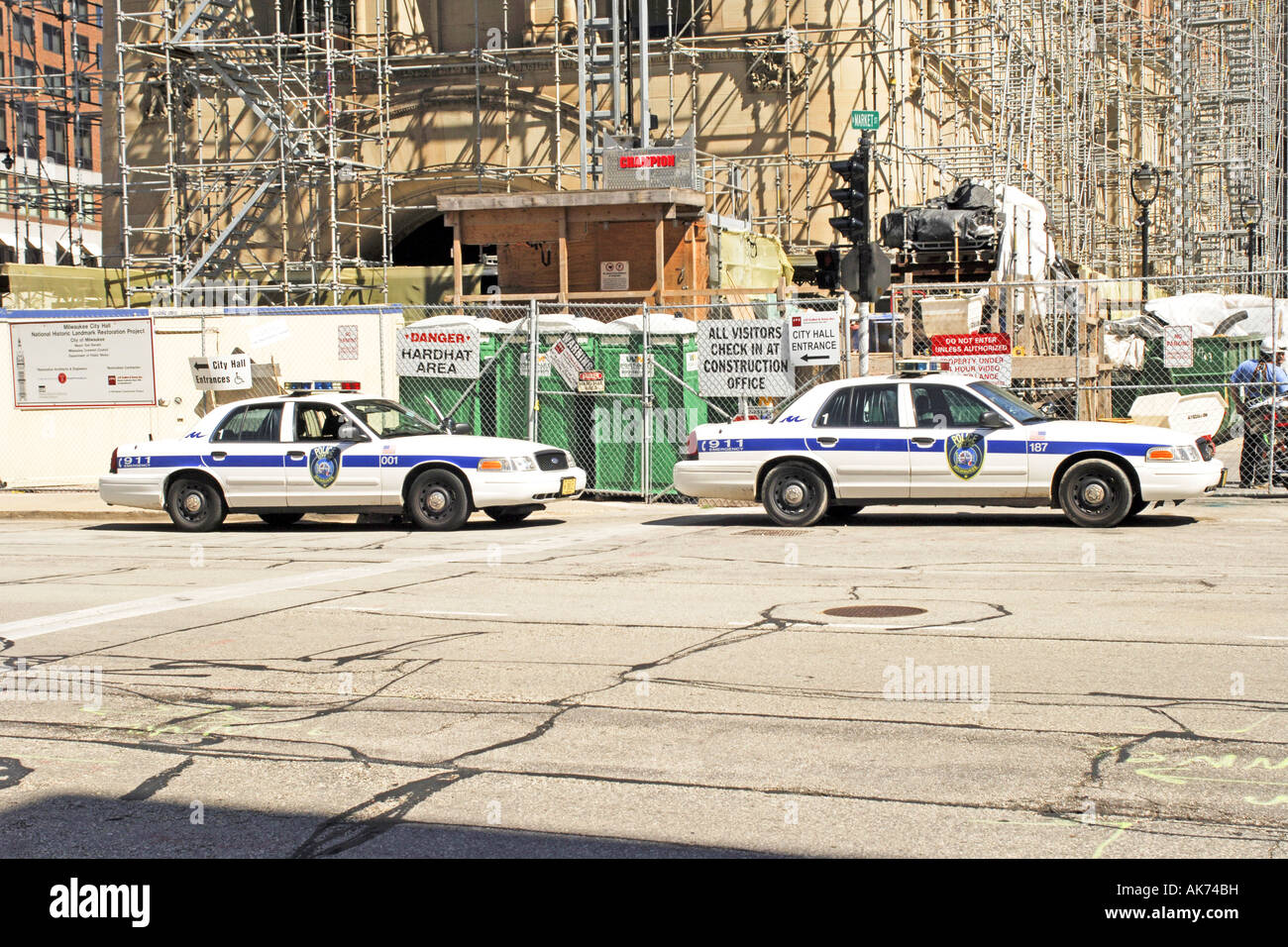 Police vehicles outside City Hall in Milwaukee Wisconsin WI Stock Photo ...