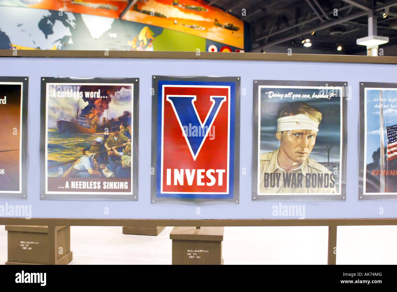 WW2 Victory posters on display at the EAA museum Oshkosh Wisconsin WI ...