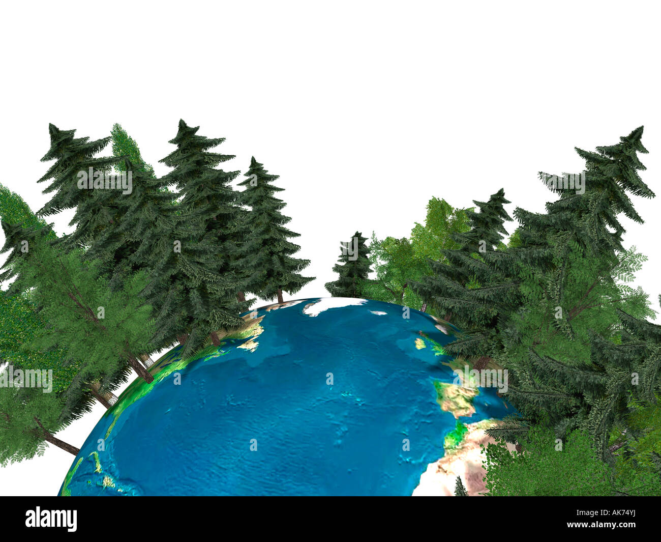 Earth globe covered with green trees Green environment Ecology Rain ...