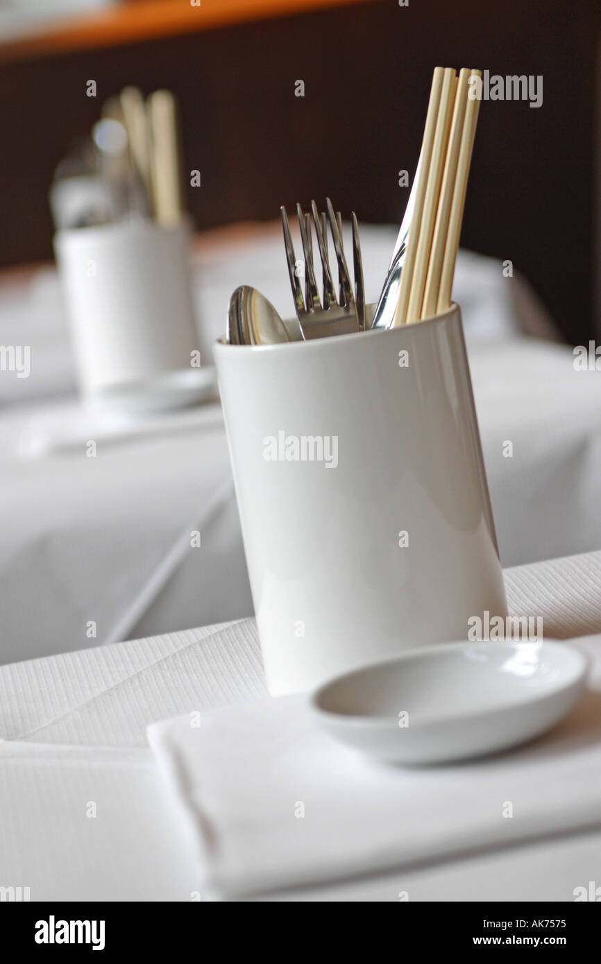 Table Setting with Chopsticks and Cutlery Eight Over Eight Restaurant ...