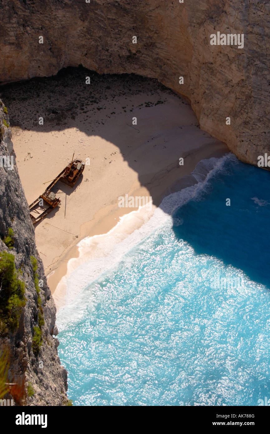 Smugglers Cove and shipwreck, Zakynthos island Greece Stock Photo - Alamy
