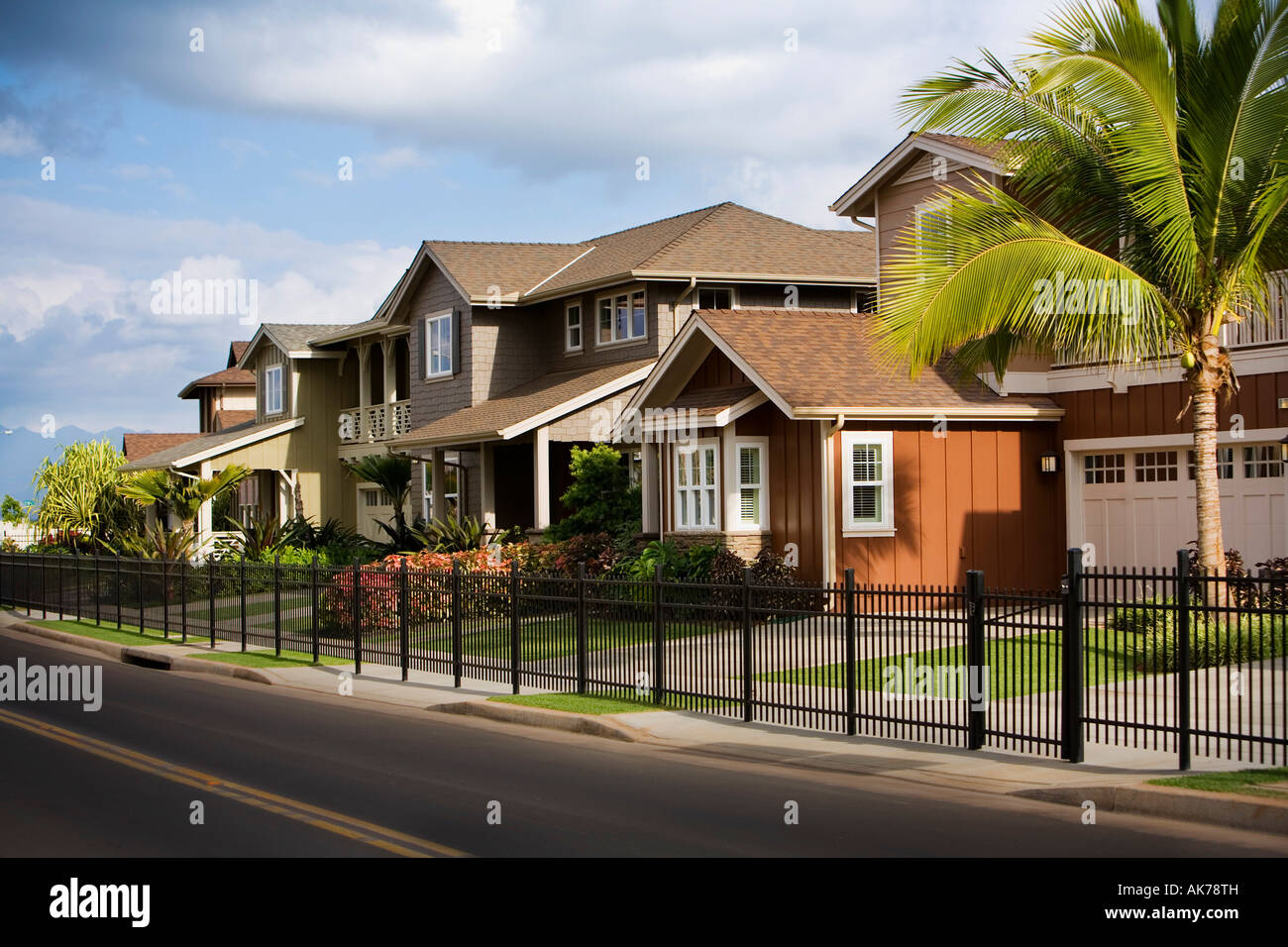 Neighborhood of Traditional American Homes Stock Photo - Alamy