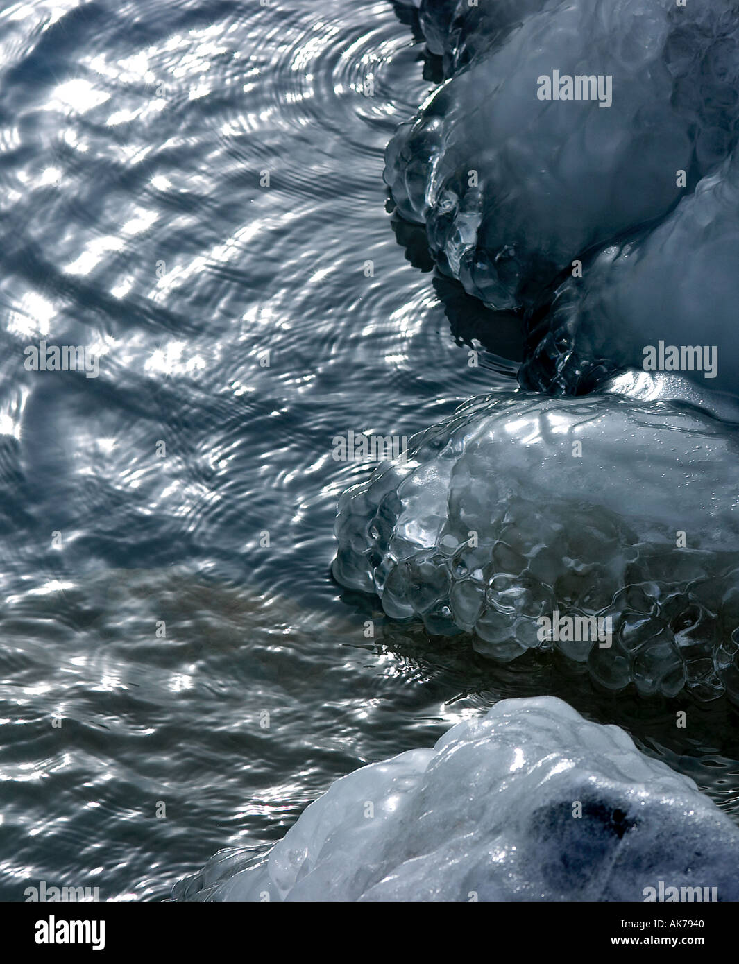 ice with ripples on lake Stock Photo - Alamy