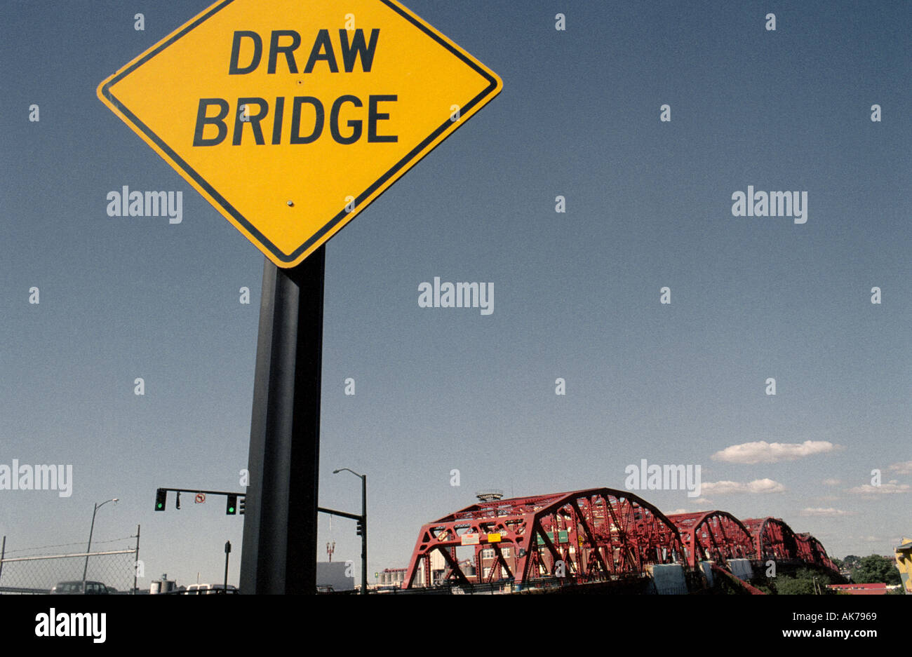 Road sign and bridge Portland Oregon USA Stock Photo - Alamy