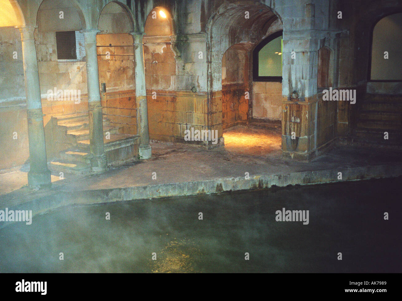 Interior Roman steam baths in Bath England Stock Photo - Alamy