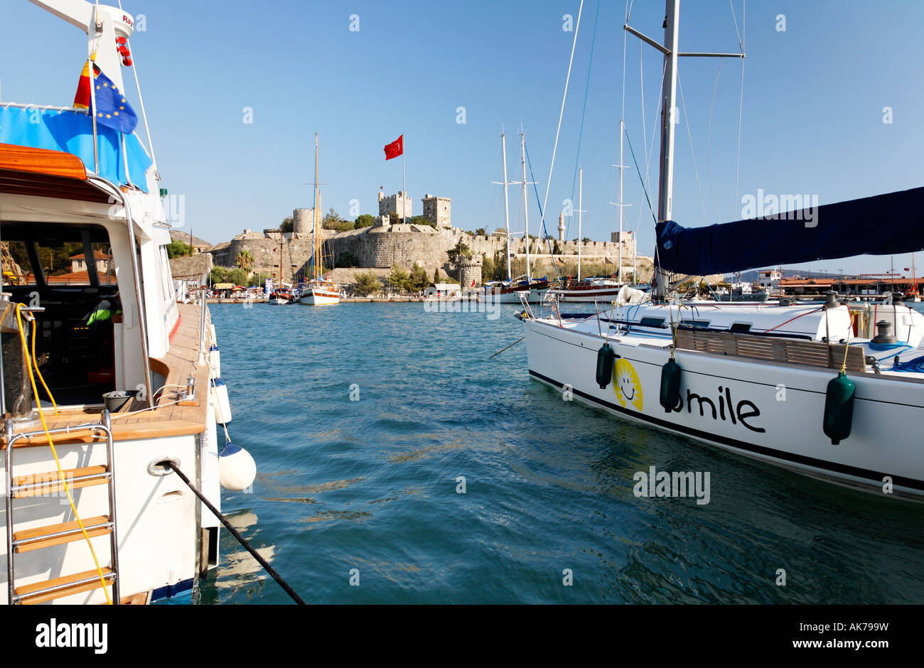 Bodrum harbour and castle, Turkey, Aegean Sea, Turkish holidays Stock ...