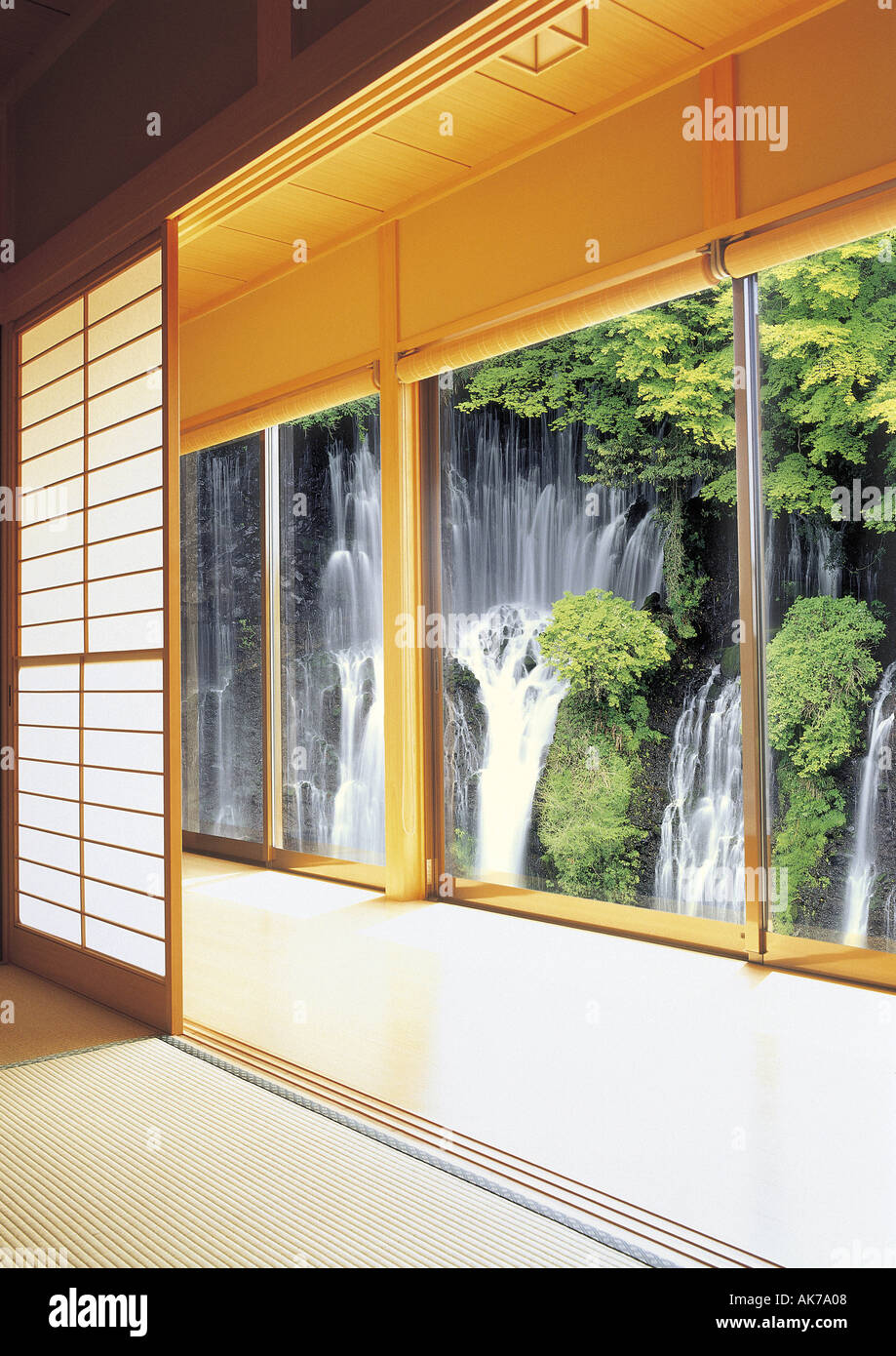 Japanese room waterfall Stock Photo - Alamy