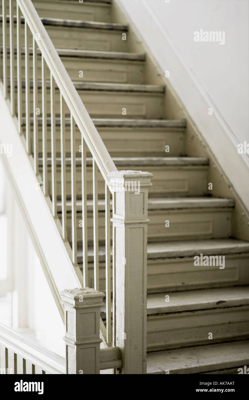 white stair case Stock Photo - Alamy