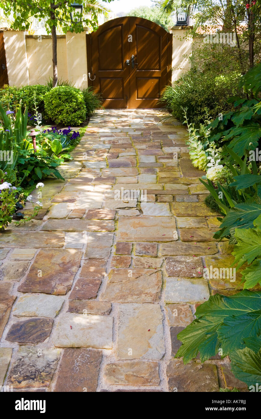 Stone Path to Wood Gate Stock Photo - Alamy