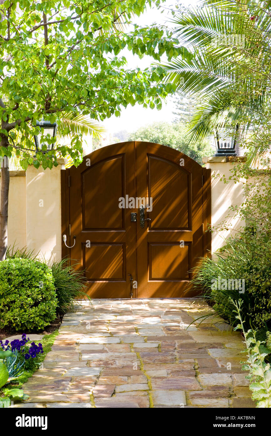 Stone Path to Wood Gate Stock Photo - Alamy