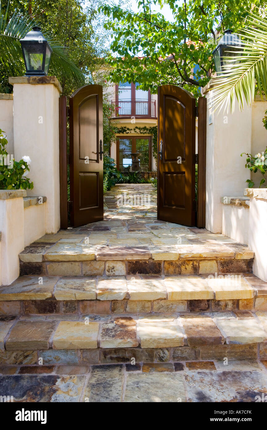 Steps Leading to Large Front Gate Stock Photo - Alamy