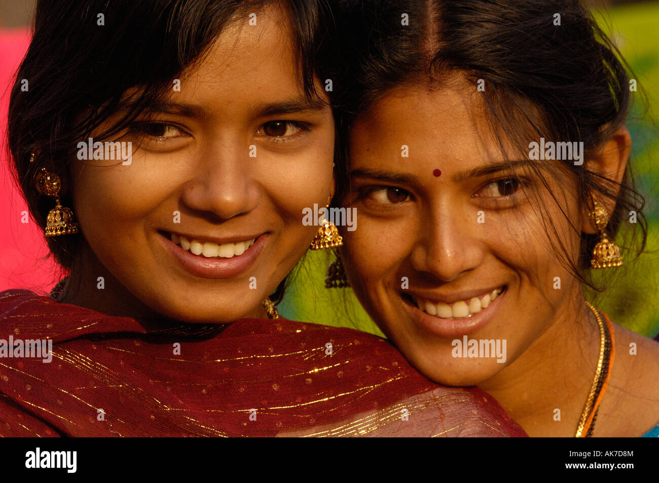Rajasthani village women - 2 sisters. Pushkar, Rajasthan. INDIA Stock ...