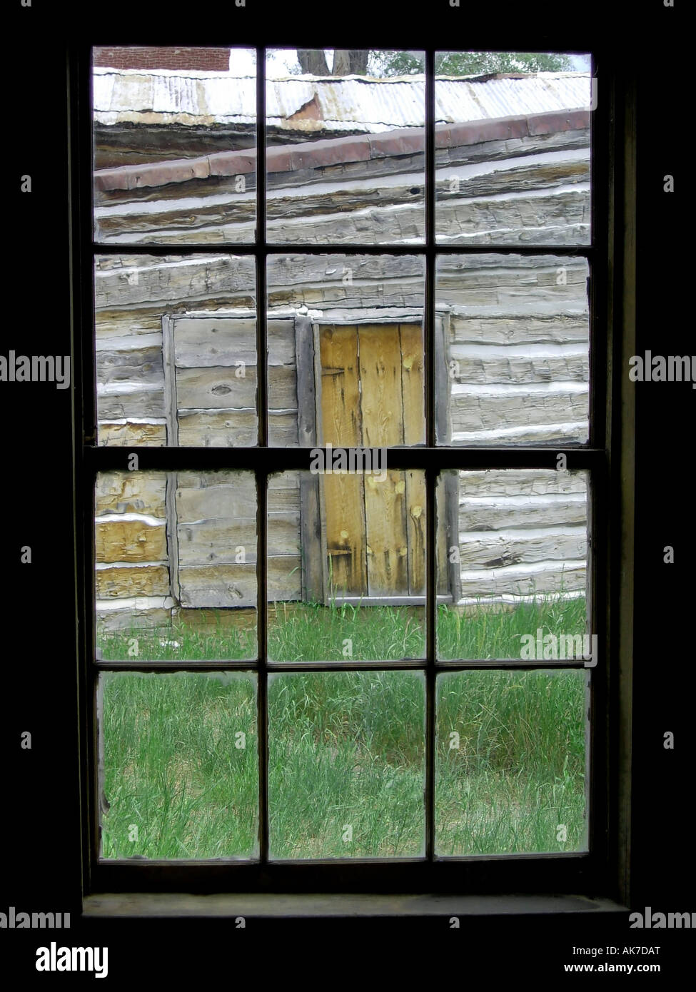An old building through a dark window Stock Photo - Alamy