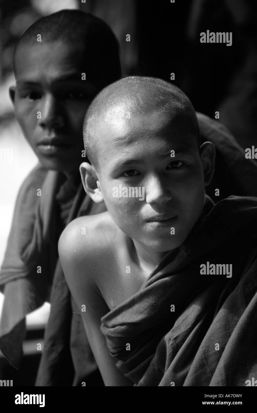 Buddhist monks at a hillside monastery near Moulmein, (Mawlamyaing ...