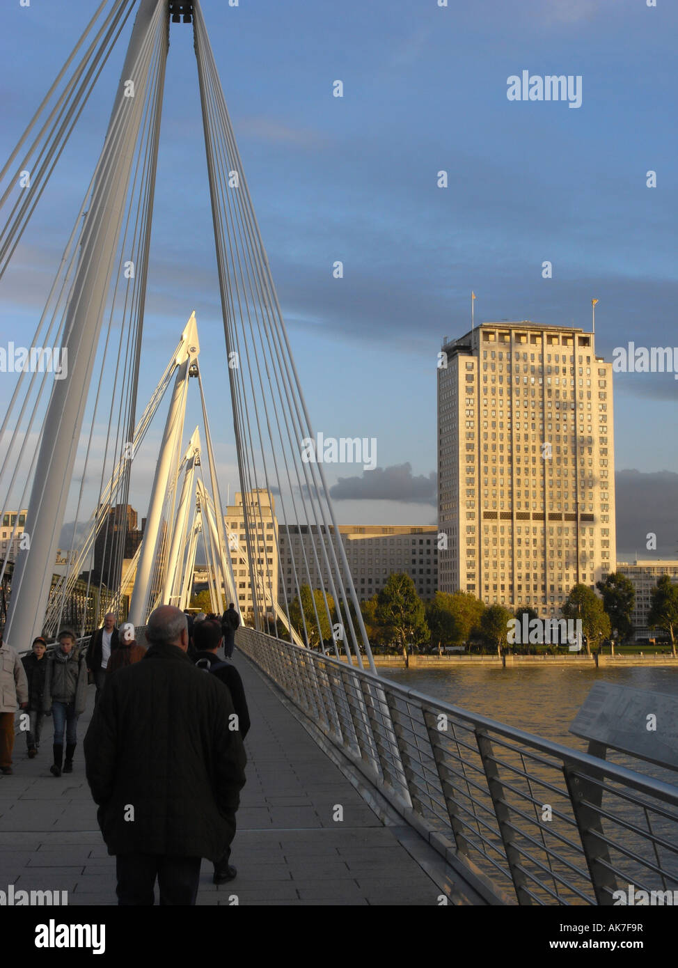 Shell Centre London seen from the Jubilee footbridge with a shadow of ...