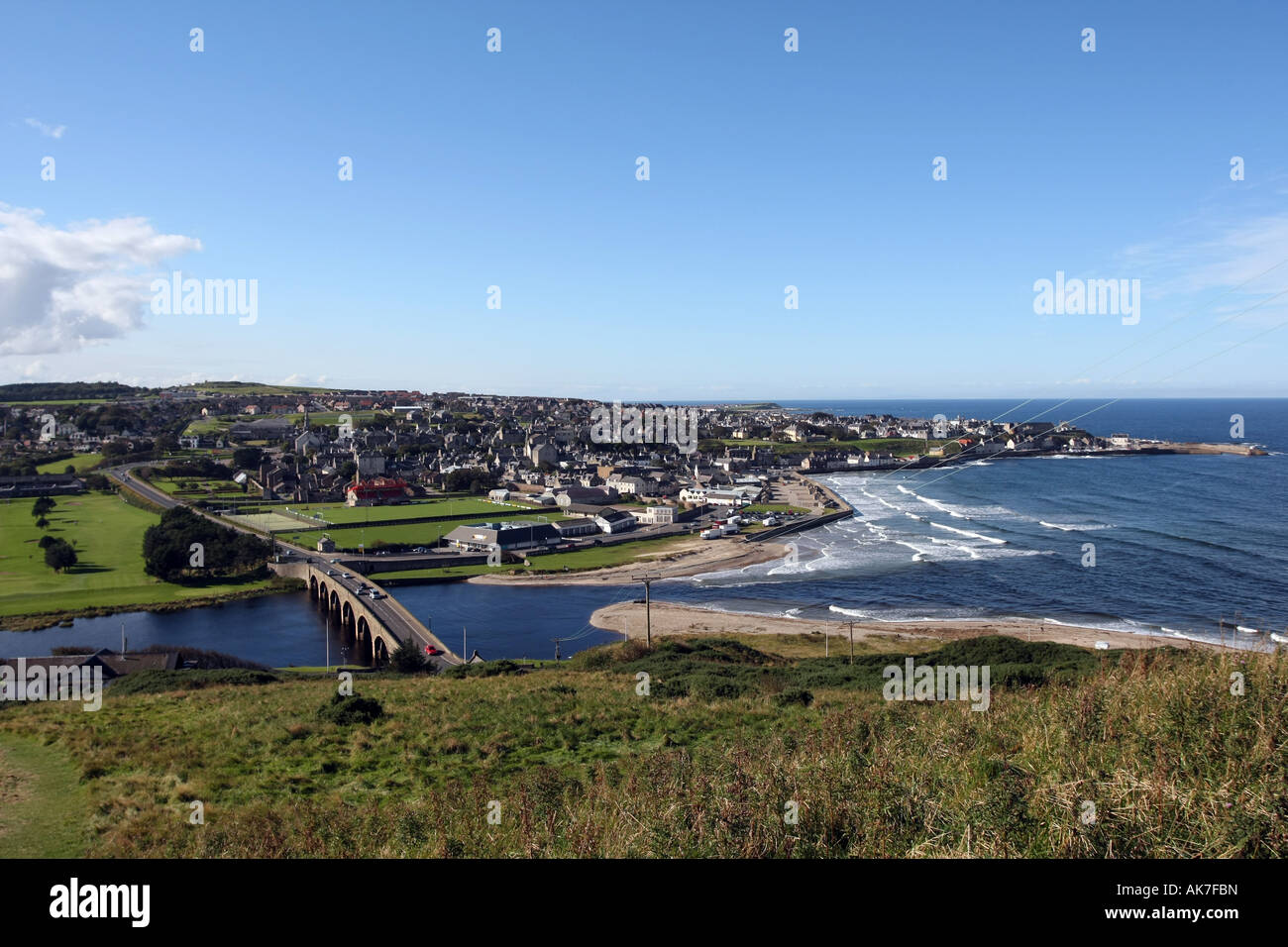 The road bridge across the river Deveron between the scottish coastal ...
