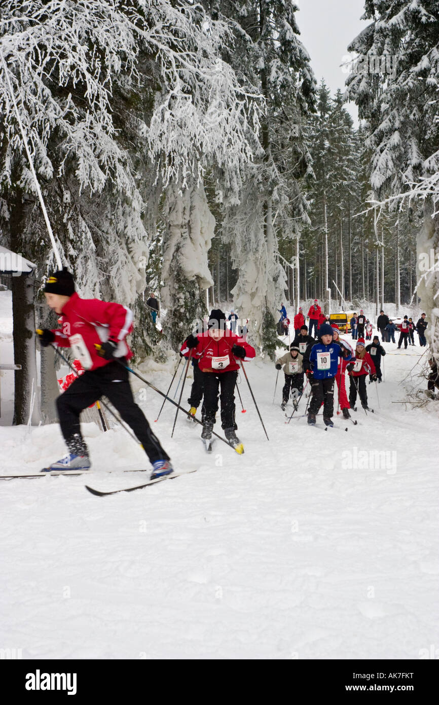 Cross country race by children Stock Photo - Alamy