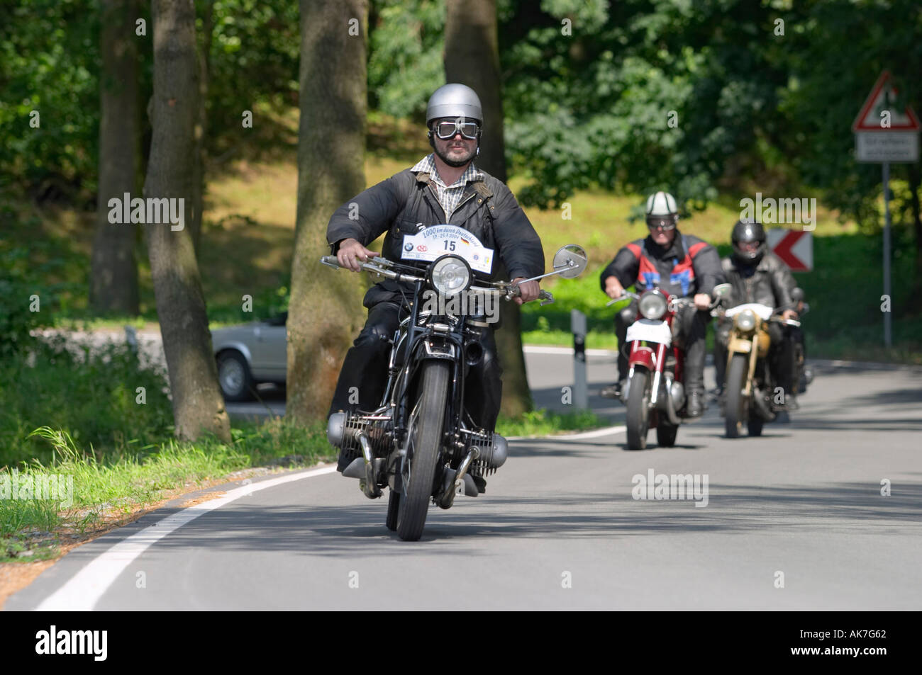 vintage motorbikes at vintage car rallye 2000 km through germany Stock ...