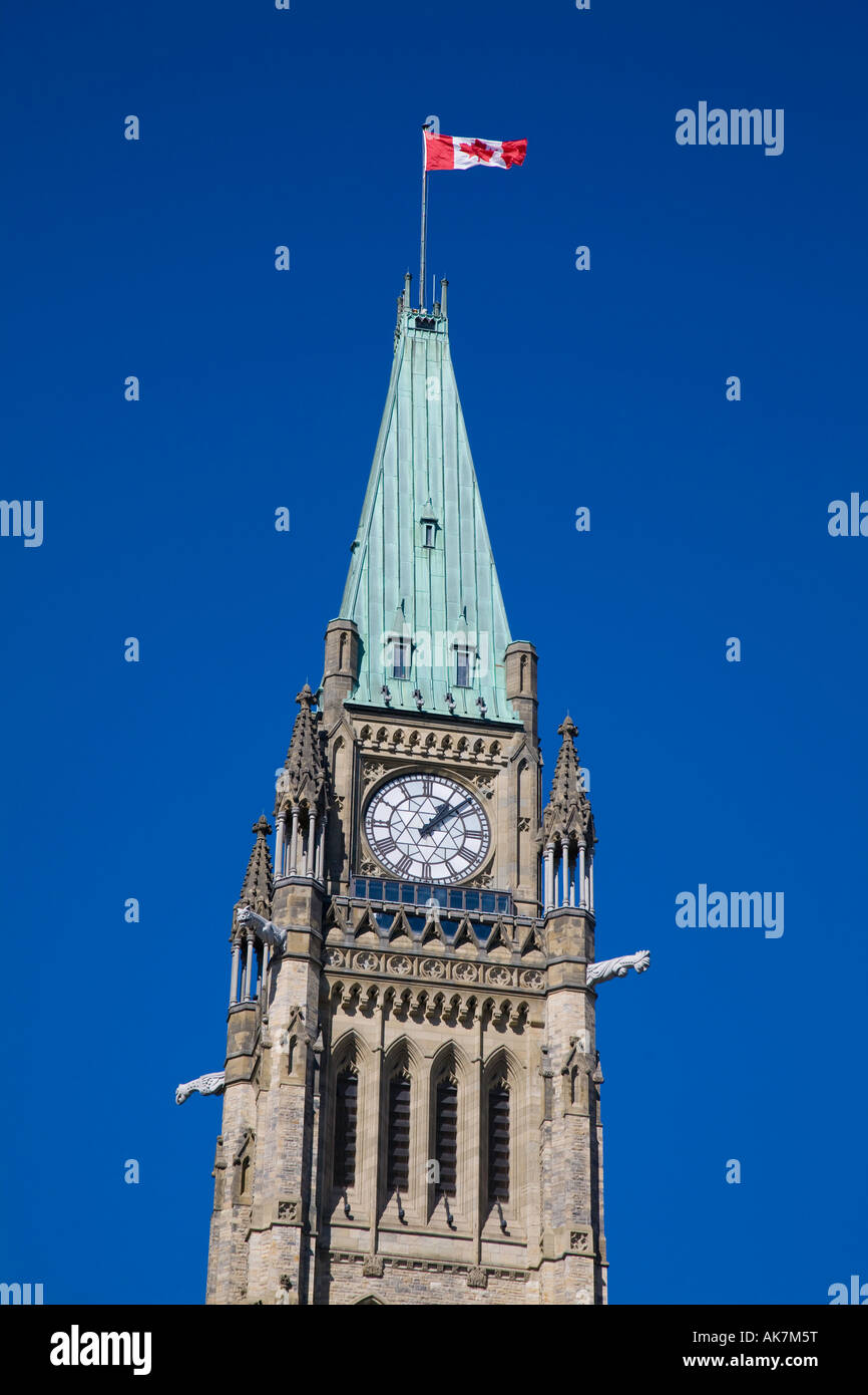 Clock and Canadian Flag on Peace Tower in Ottawa Canada s Capital City ...