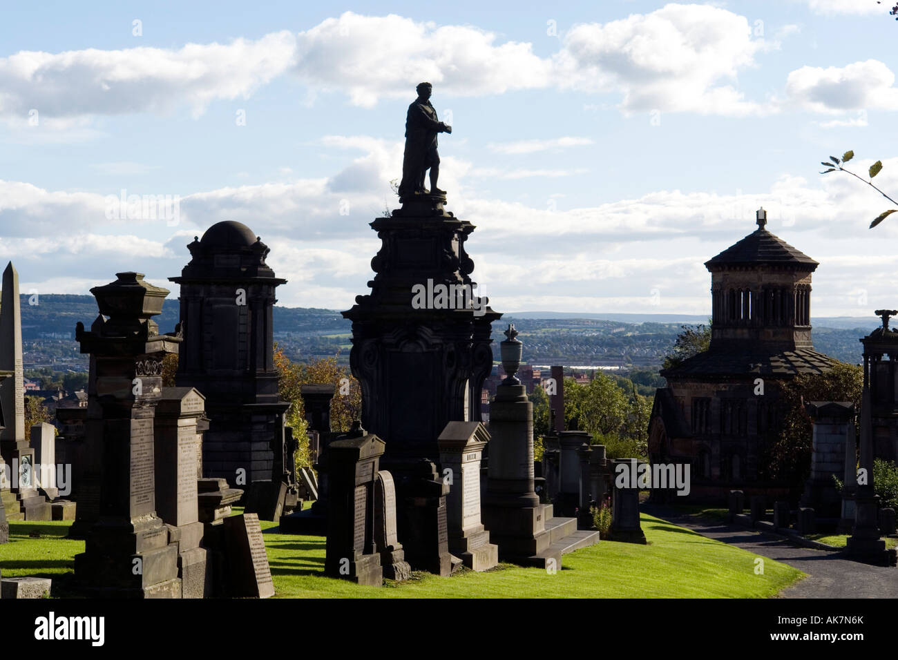 gravestones and memorial statues in the Necropolis,Glasgow Scotland ...