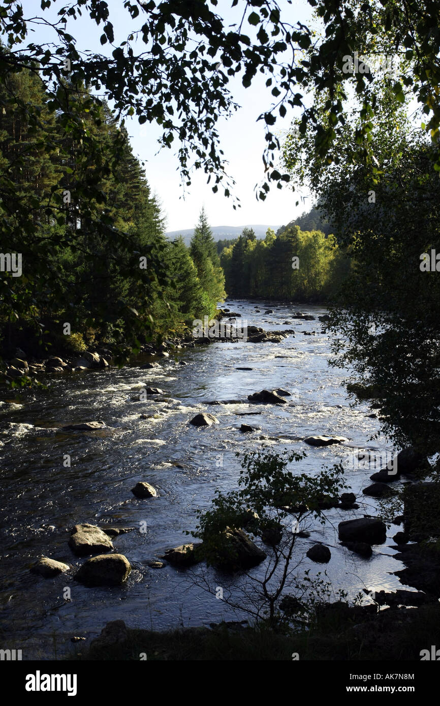 The River Dee in Royal Deeside, Aberdeenshire, Scotland, UK, on a ...