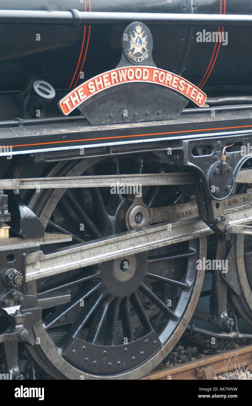 Wheels of the Sherwood Forester 45231 Steam Train Stock Photo - Alamy