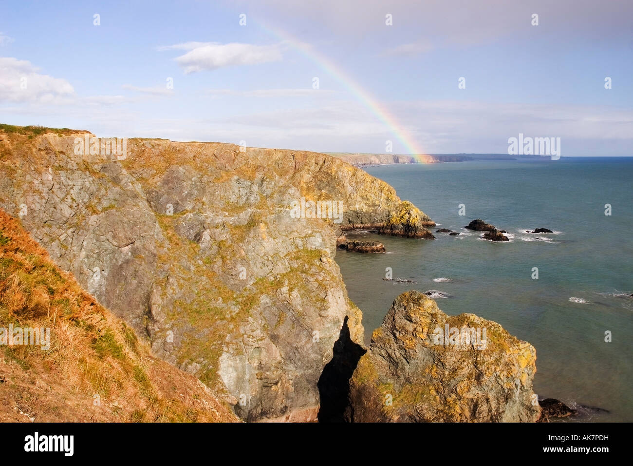Rainbow over The Copper Coast, Near Bunmahon, Co Waterford, Ireland ...