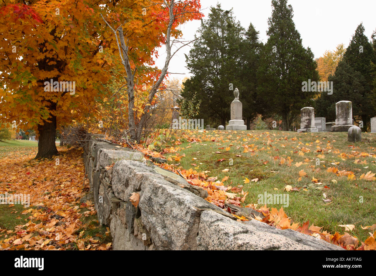 Old Brookside Cemetery in Hampton Falls New Hampshire during the autumn ...
