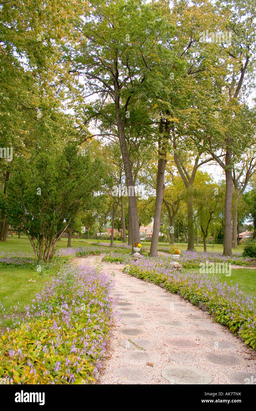 stone path in a garden used for meditation at a religious order Stock ...