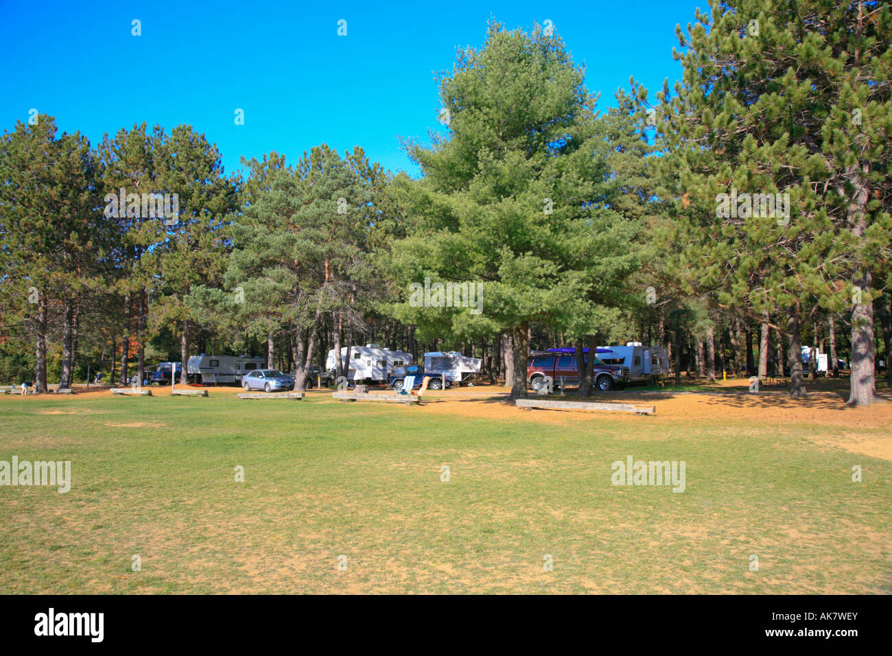 RV camp ground in forest in Northern Ontario Algonquin Park Fall colors ...