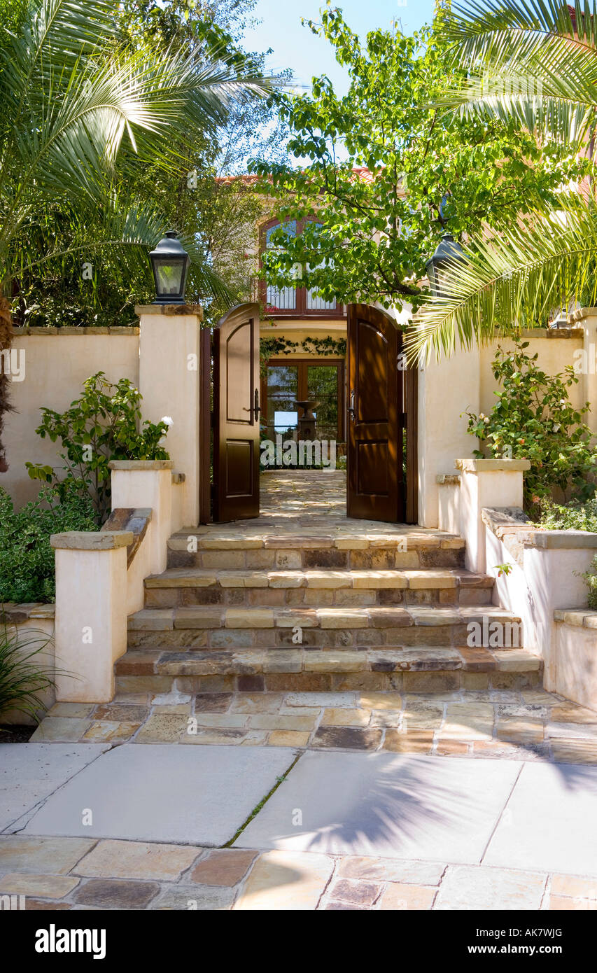 Steps Leading to Large Front Gate Stock Photo - Alamy