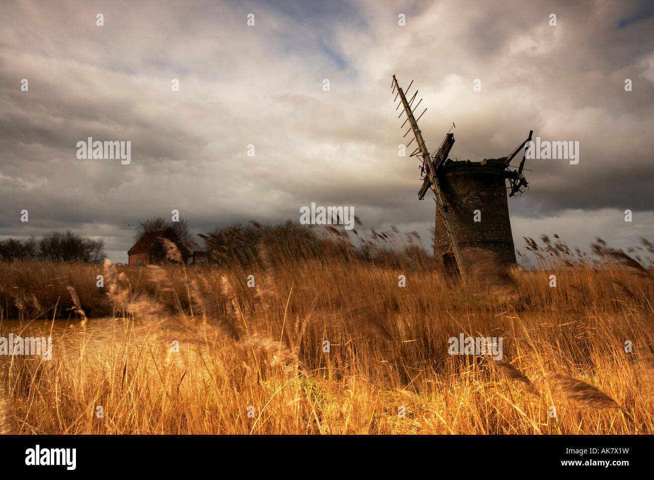The remains of Brograve Drainage Mill on the Norfolk Broads Stock Photo ...
