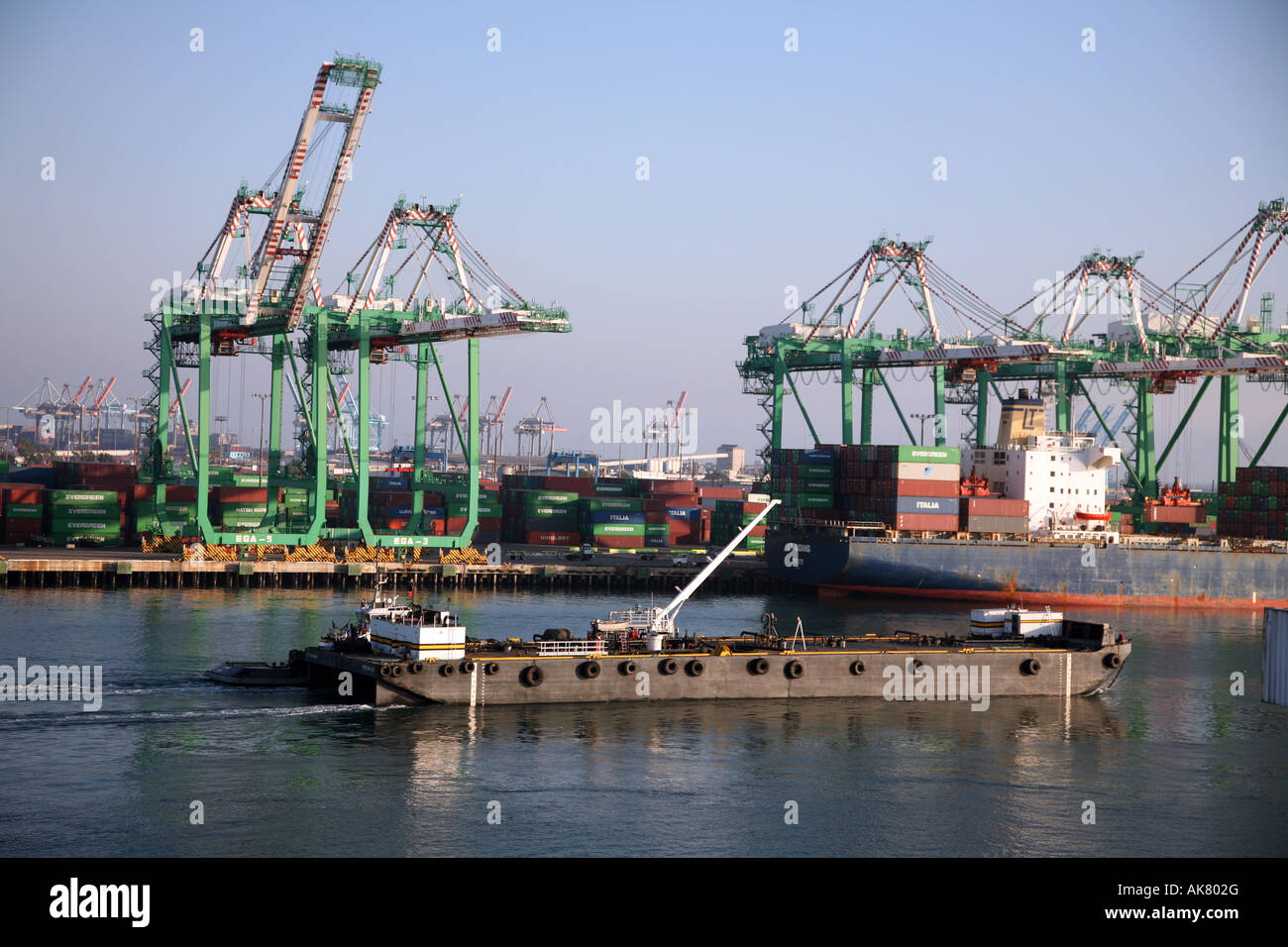 San Pedro Docks California Barge Ship Stock Photo - Alamy
