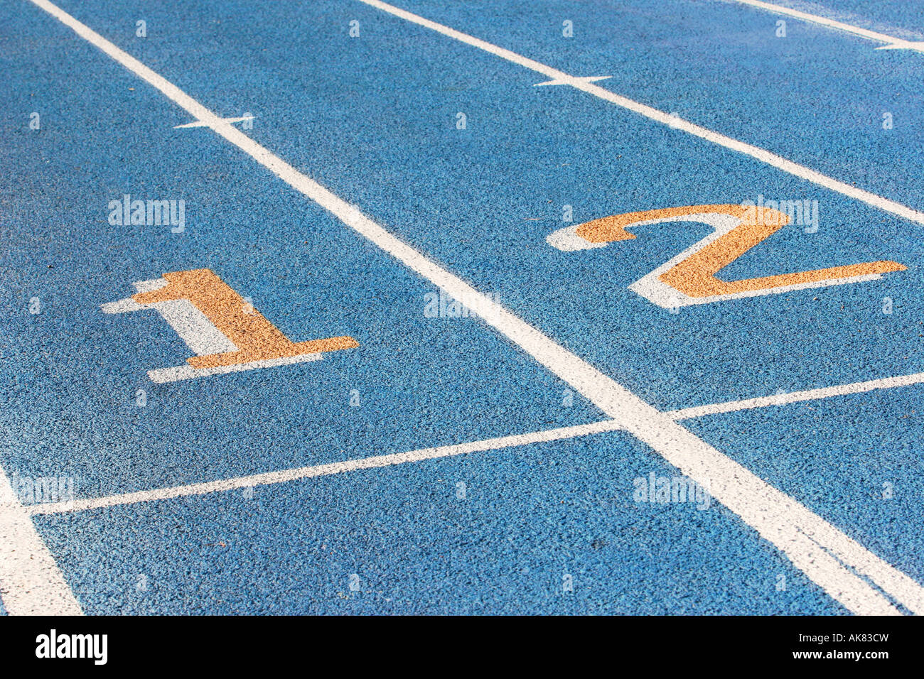 Blue racetrack with lines and numbers Stock Photo - Alamy